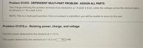 Solved Problem 01013 Dependent Multi Part Problem