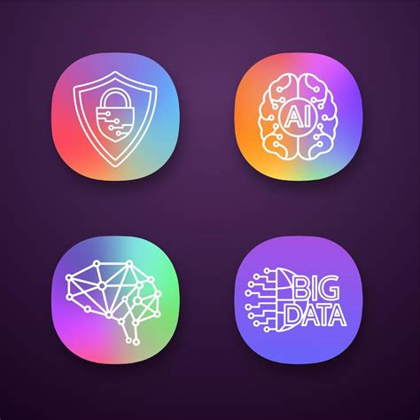Artificial Intelligence App Icons Set Ui Ux User Interface Ai Neural