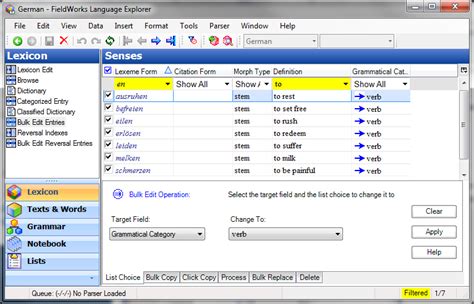 Bulk Edit FieldWorks