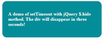 JQuery SetTimeout 6 Demos Including JavaScript