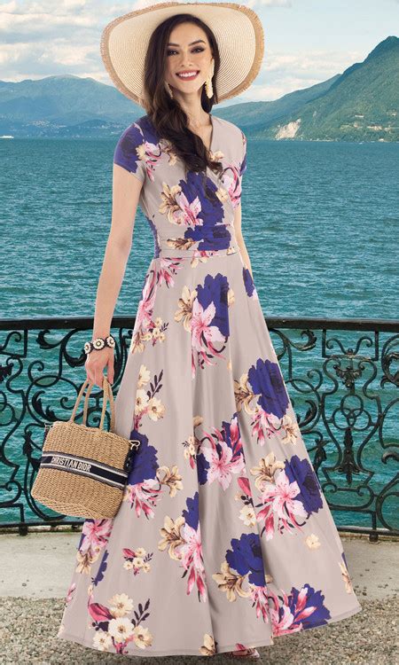 Koh Koh Womens 2025 Long Modest Floor Length Flowing Summer Print Maxi