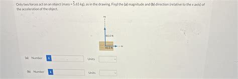 Solved Only Two Forces Act On An Object Mass 5 65kg ﻿as