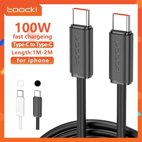Toocki PD100W 5A สายชารจขอมลไดอยางรวดเรว Type C ถง Type C สายเคเบลสำหรบแลปทอป