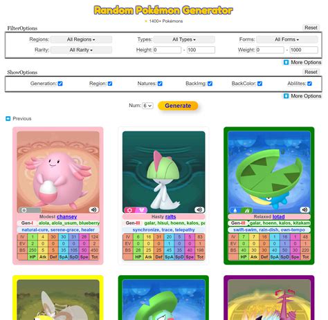 Random FireRed Pokemon Generator Random Pokemon Generator