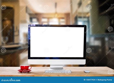 Computer Monitor Keyboard Coffee Cup Stock Photo Image Of Designer Home