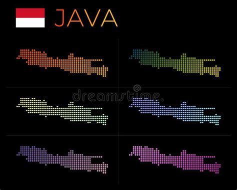 java dotted map set stock vector illustration of geography 262075414