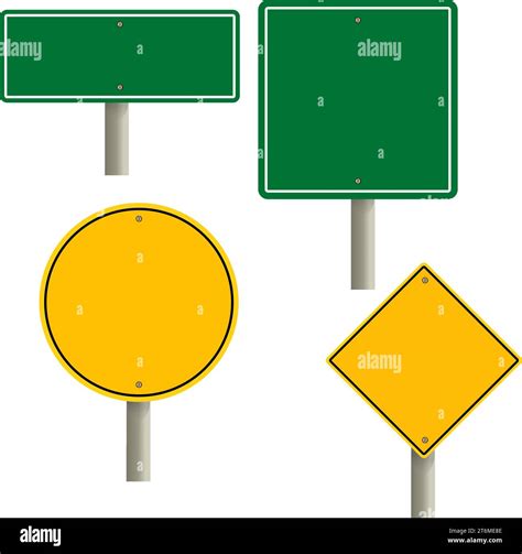 Road Sign Blank Template Road Sign Set Traffic Blank Sign Mockup Blank Highway Signs Yellow