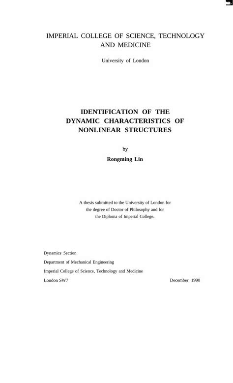 Pdf Identification Of The Dynamic Characteristics Of Nonlinear Structures Dokumentips