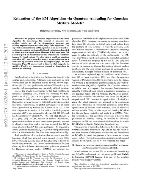Relaxation Of The Em Algorithm Via Quantum Annealing For Gaussian Mixture Models Deepai