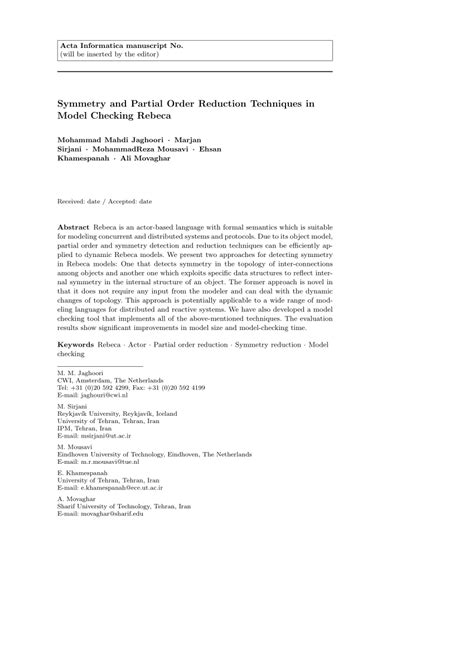 pdf symmetry and partial order reduction techniques in model checking