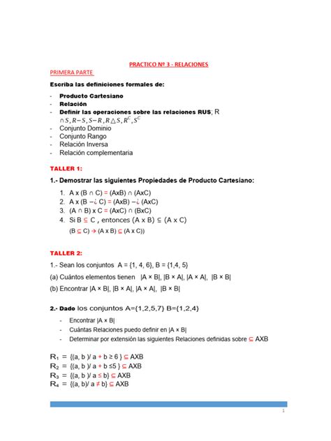 Practico3 Relaciones Pdf Matemática Elemental Relaciones Matematicas