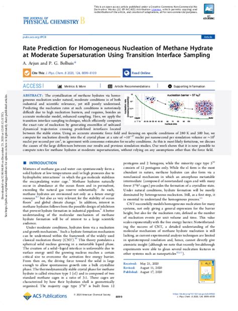 Pdf Rate Prediction For Homogeneous Nucleation Of Methane Hydrate At
