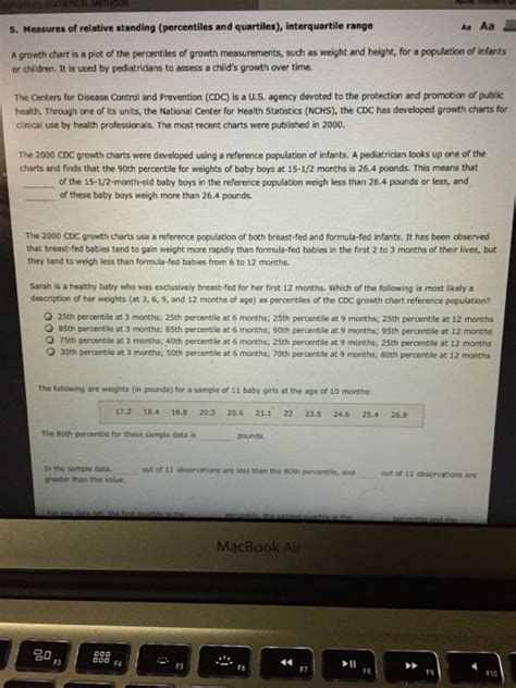 Solved 5 Measures Of Relative Standing Percentiles And