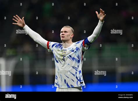 Erling Haaland Nor Celebrates After Scoring The Goal Of 1 3 During