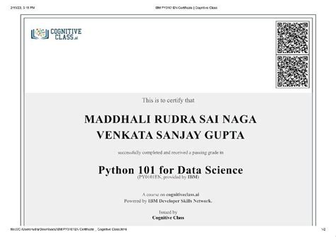 Rudra Sai Naga Venkata Sanjay Gupta Maddhali On Linkedin Datascience Python Cognitiveclass