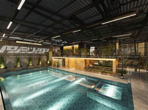 پروژه طراحی داخلی استخر نوین چرم در ورامین مدرن ویلا