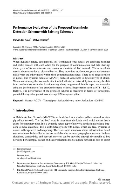 Performance Evaluation Of The Proposed Wormhole Detection Scheme With Existing Schemes Request Pdf
