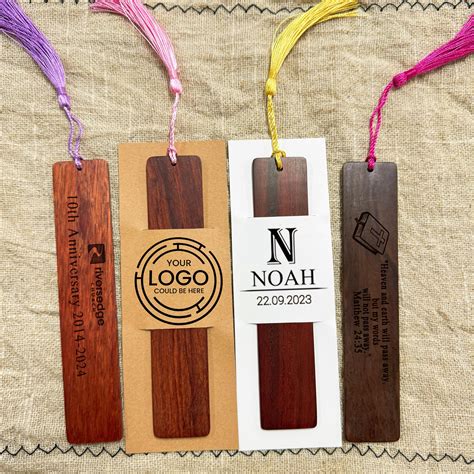 Custom Logo Wooden Bookmark Tassel Engraved Wood Bookmarks Corporate
