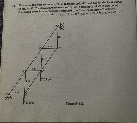 Solved 112 Determine The Cross Sectional Areas Of Members