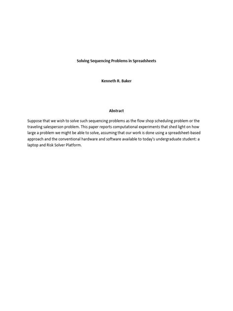 Sequencing In Spreasheets Pdf Linear Programming Mathematical