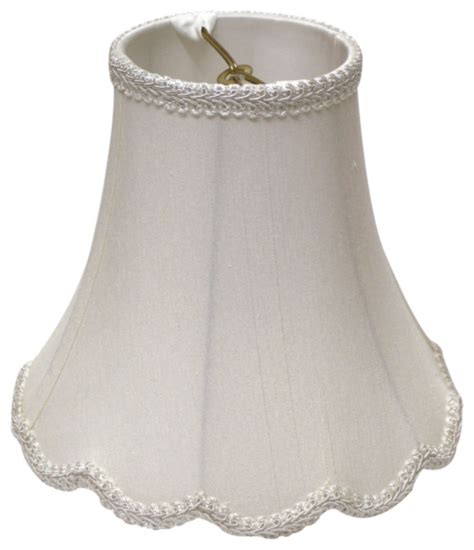 16 White Slanted Scallop Bell Monay Shantung Lampshade