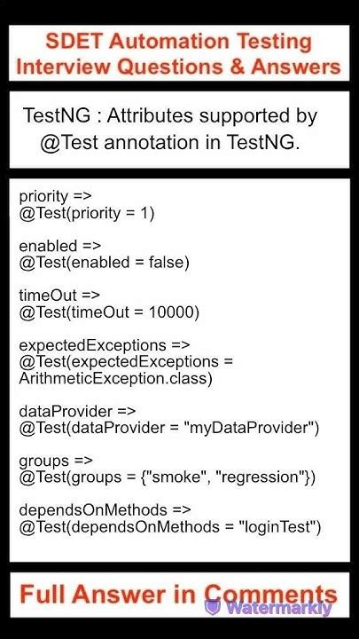 Testng What Are The Attributes Supported By Test Annotation In