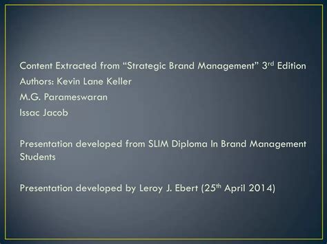 Measuring Sources Of Brand Equity By Leroy J Ebert Pdf