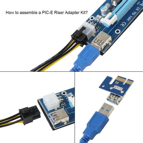 Pack PCI E Riser PIN X To X Powered Riser Adapter Card W Cm USB Extension Cable
