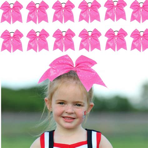 Scheam 12pcs 7inch Large Glitter Cheer Bows Sequin Cheer Hair Bows