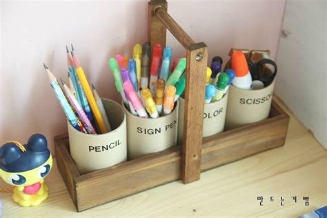 휴지심으로 연필 꽂이 만들기 휴지심 재활용 네이버 블로그