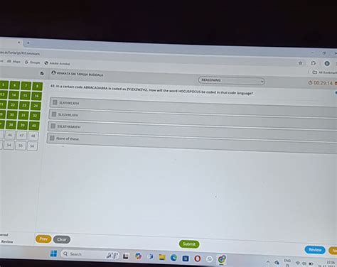 43 In A Certain Code Abracadabra Is Coded As Zyizxzwzyiz How Will The Word Hocuspocus Be Coded