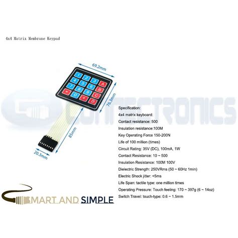 4x4 Matrix Membrane Keypad 001 2 Shopee Malaysia