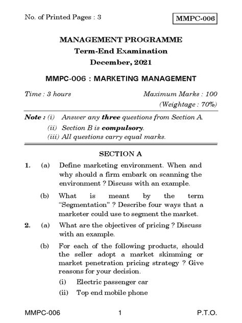 Mmpc 006 Marketing Management Pdf Marketing Pricing