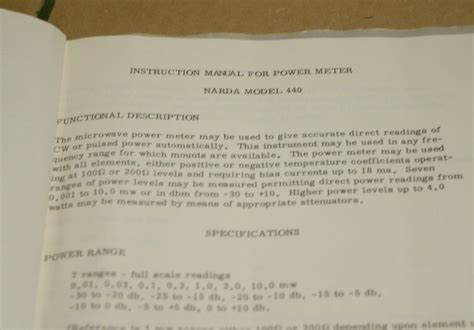 Narda Model 440 Power Meter Instruction Manual