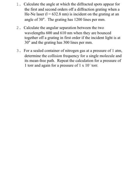 solved 1 calculate the angle at which the diffracted spots