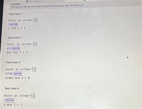 Solved 4 Points Prompt The User For An Integer Output The