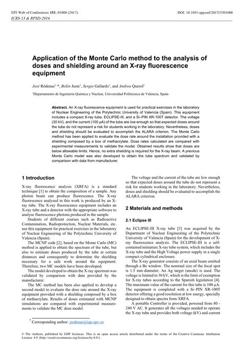 Pdf Application Of The Monte Carlo Method To The Analysis Of Doses