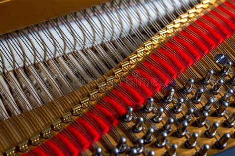A Close Up Of The Internal String Structure Of A Top Grand Piano Stock