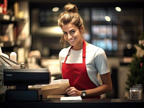 Premium Ai Image Western Female Barista Working In The Coffee Shop In