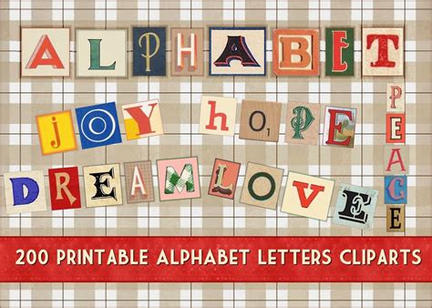 Retro Printable Alphabet Letters Vintage Alphabet Cliparts Scrapbook