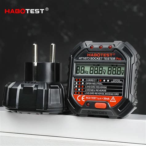 Habotest Socket Tester Pro Ht107 Uk Eu Plug Rcd 30ma Socket Voltage Detector Ground Zero Circuit