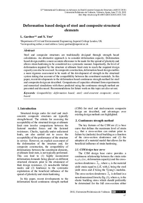 Pdf Deformation Based Design Of Steel And Composite Structural Elements