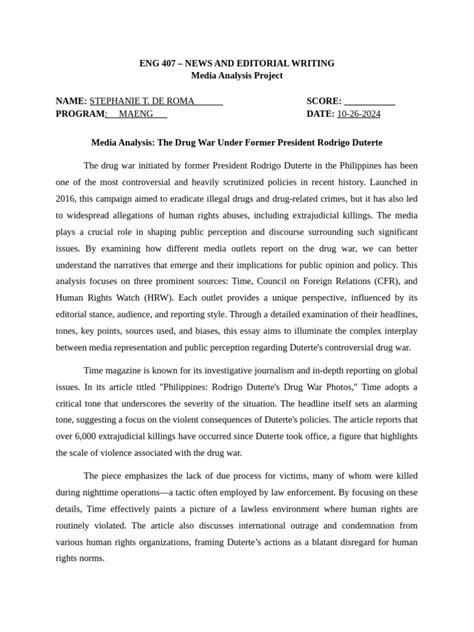 Midterm Project Pdf Rodrigo Duterte Violence