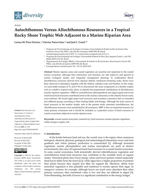 Pdf Autochthonous Versus Allochthonous Resources In A Tropical Rocky Shore Trophic Web