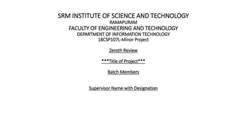18csp107l Minor Project Zeroth Review Ppt Format Pptx
