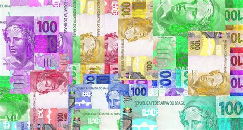 Brazil Brazilian Real 100 Brl Banknotes Abstract Color Mosaic Pattern
