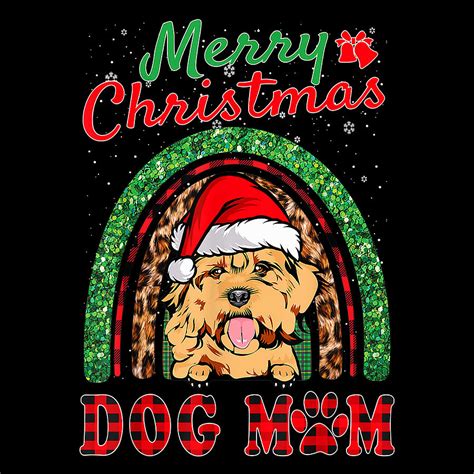 Cockapoo Santa Dog Mom Boho Rainbow Christmas Xmas Digital Art By Th