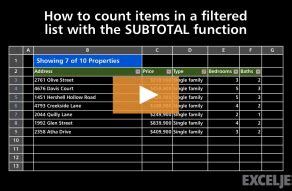 Excel SUBTOTAL Function Exceljet