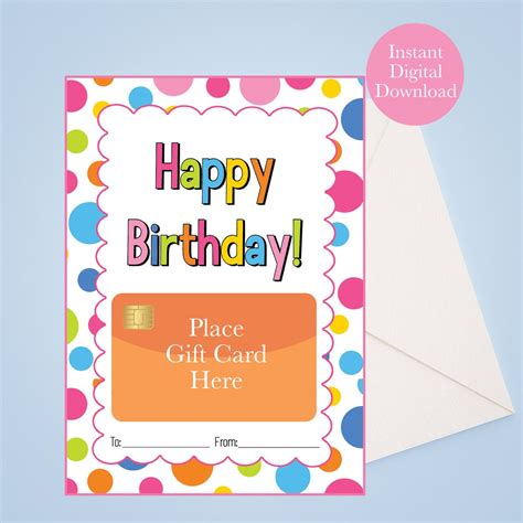Printable Birthday T Card Holder Instant Download Birthday Party