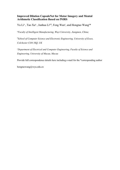 Pdf Improved Dilation Capsulenet For Motor Imagery And Mental